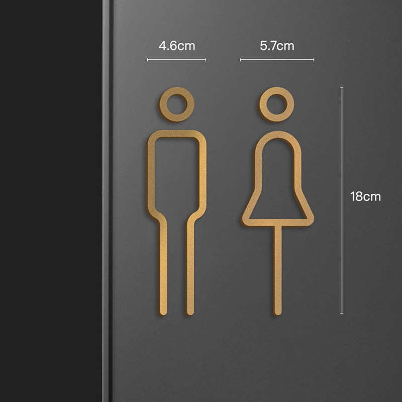 Black Gold Color Toilet Sign Plate Brass Wash Room Door Wall Label ...