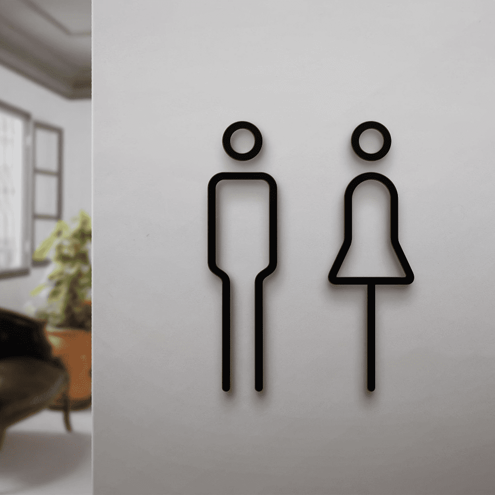 Black Gold Color Toilet Sign Plate Brass Wash Room Door Wall Label ...