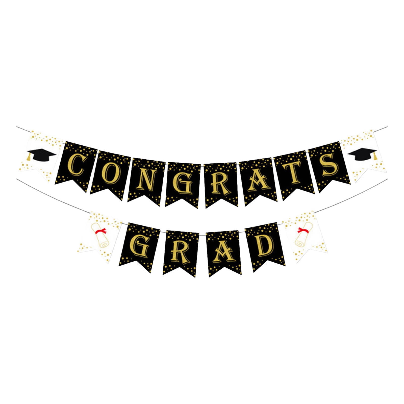 Black and Gold Congrats Grad Banner - No DIY, Graduation Banner 2025 ...