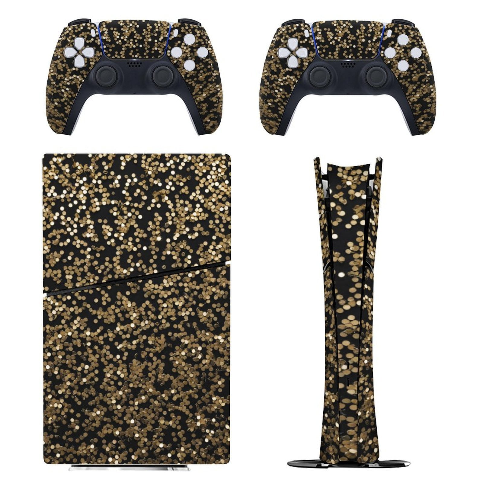 Black Gold Console Skin Bundle for PS5 Pro Slim Disc & Digital / PS4 ...