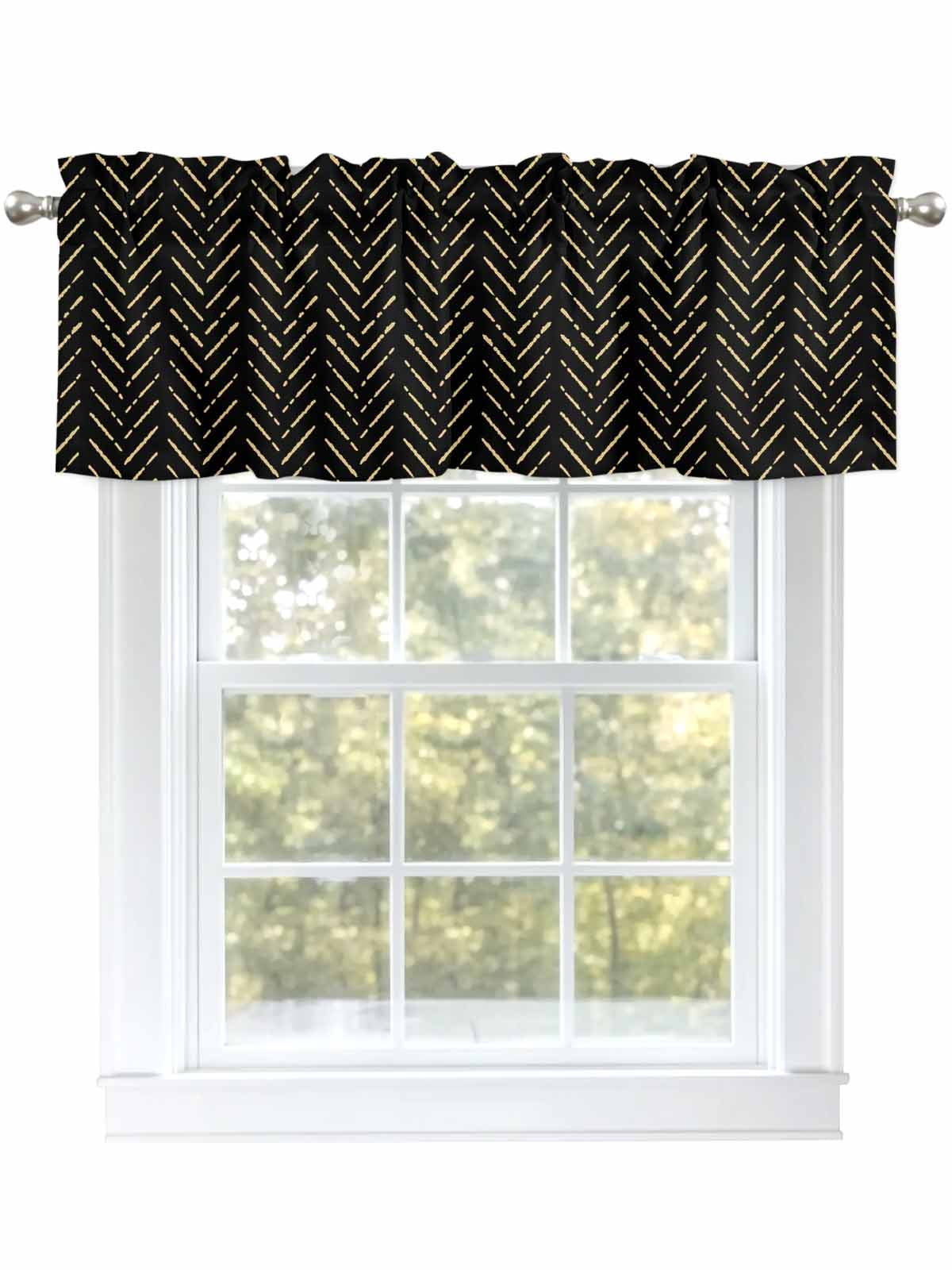 Black Gold Curtain Valances for Window, Farmhouse Window Valance ...