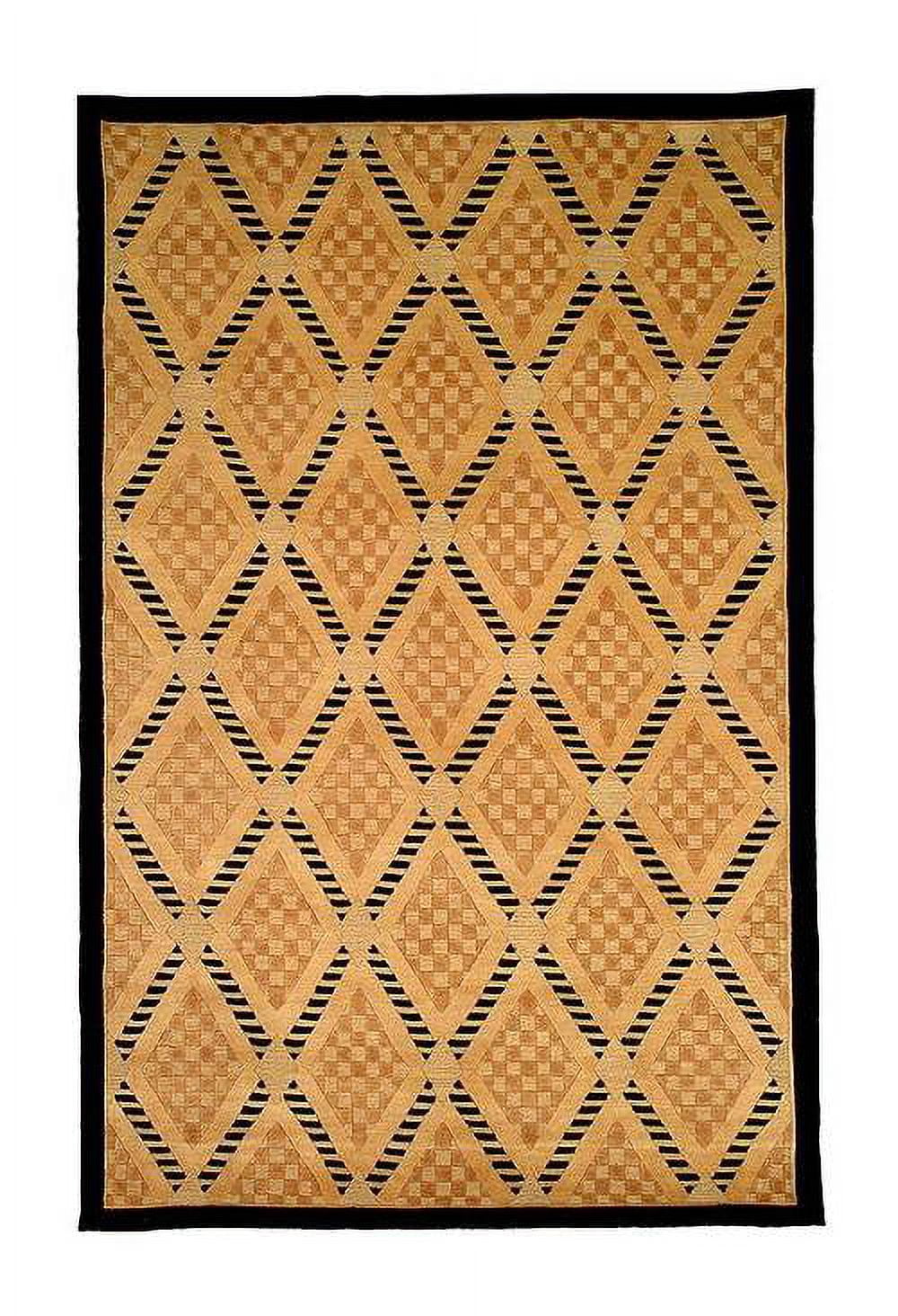 Black & Gold Diamond Pattern Wool Rug (2 ft. 6 in. x 10 ft. Runner ...