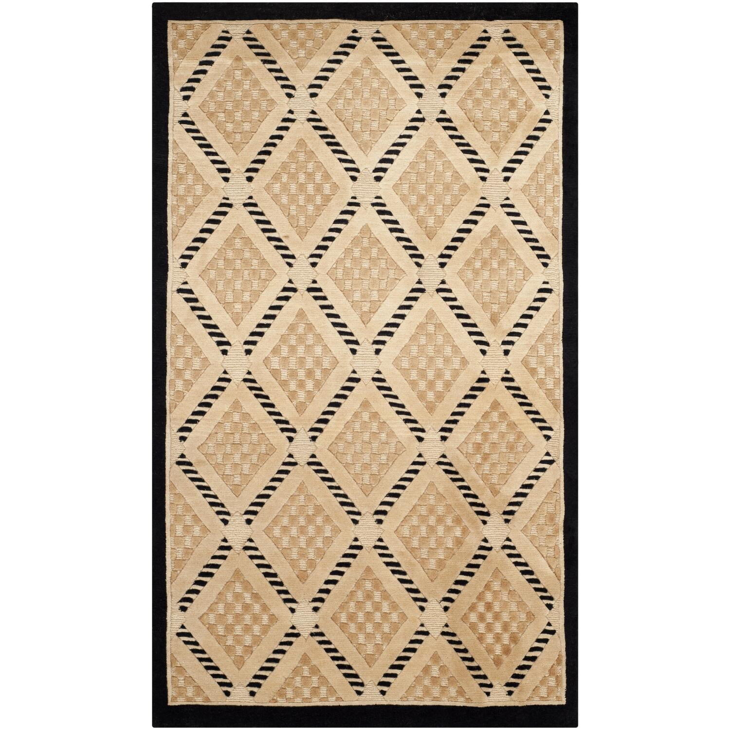 Black & Gold Diamond Pattern Wool Rug (3 ft. x 5 ft.) - Walmart.com