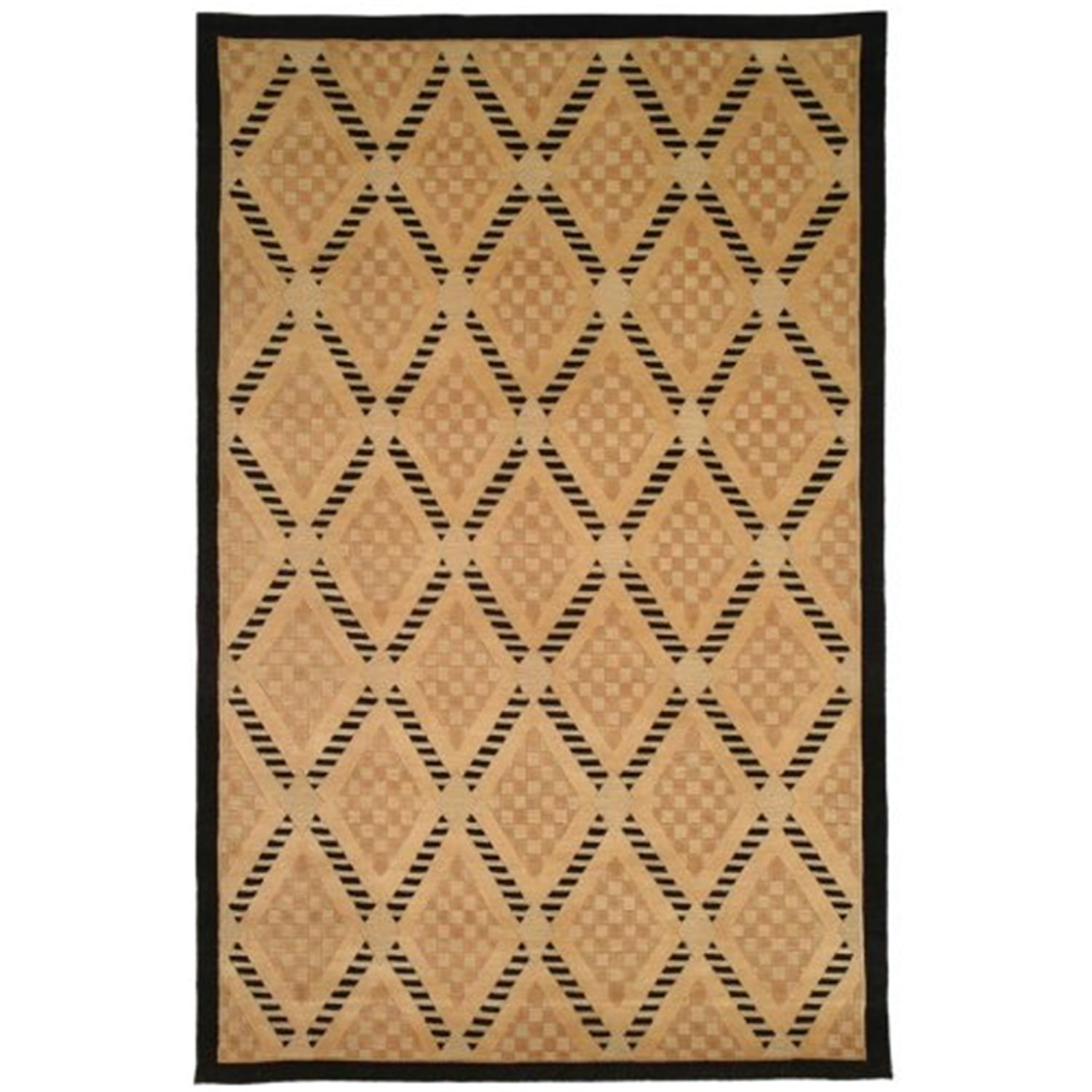 Black & Gold Diamond Pattern Wool Rug (8 ft. x 10 ft.) - Walmart.com