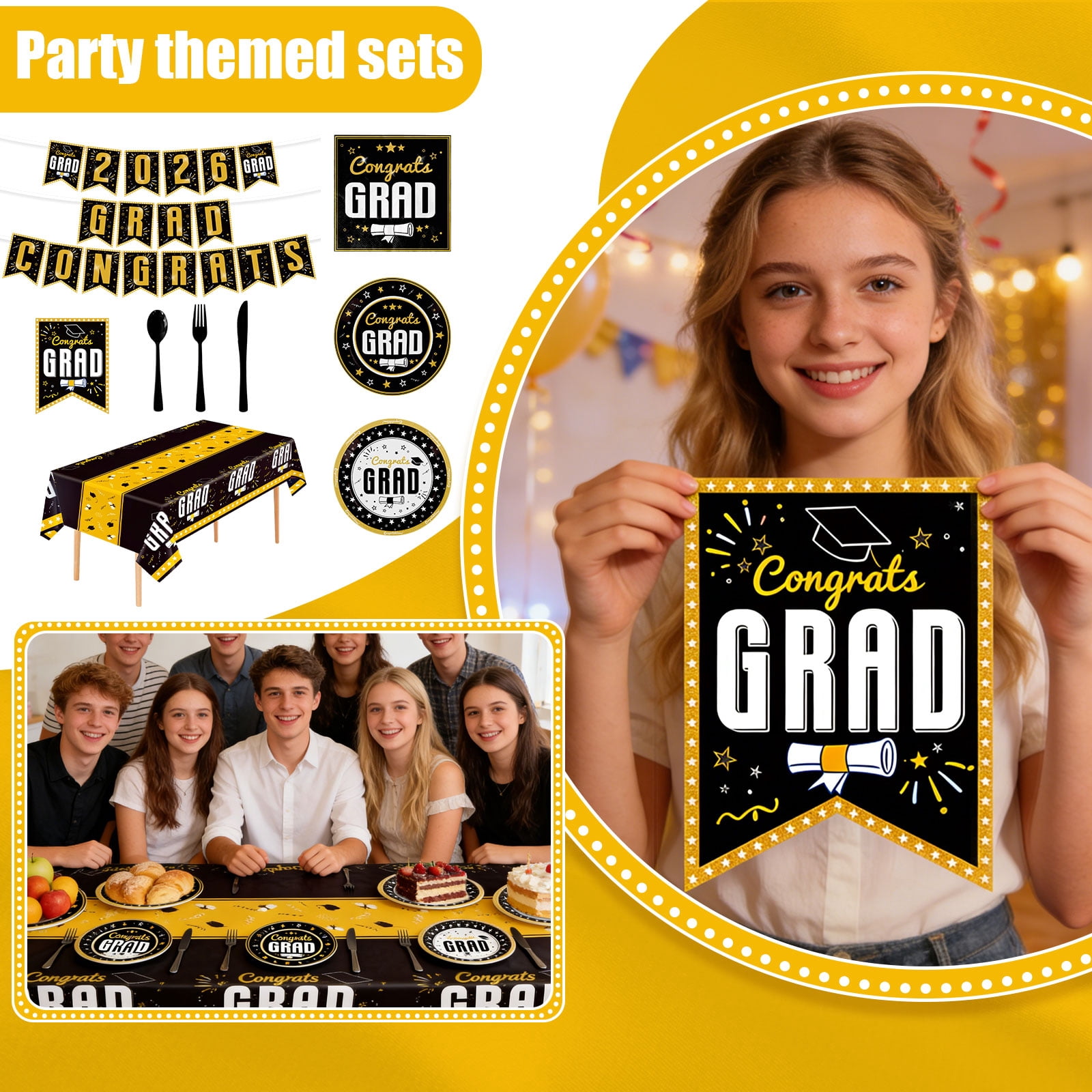 Black and Gold Disposable Plates for Party, 25 Count 7 Inch Black Paper ...