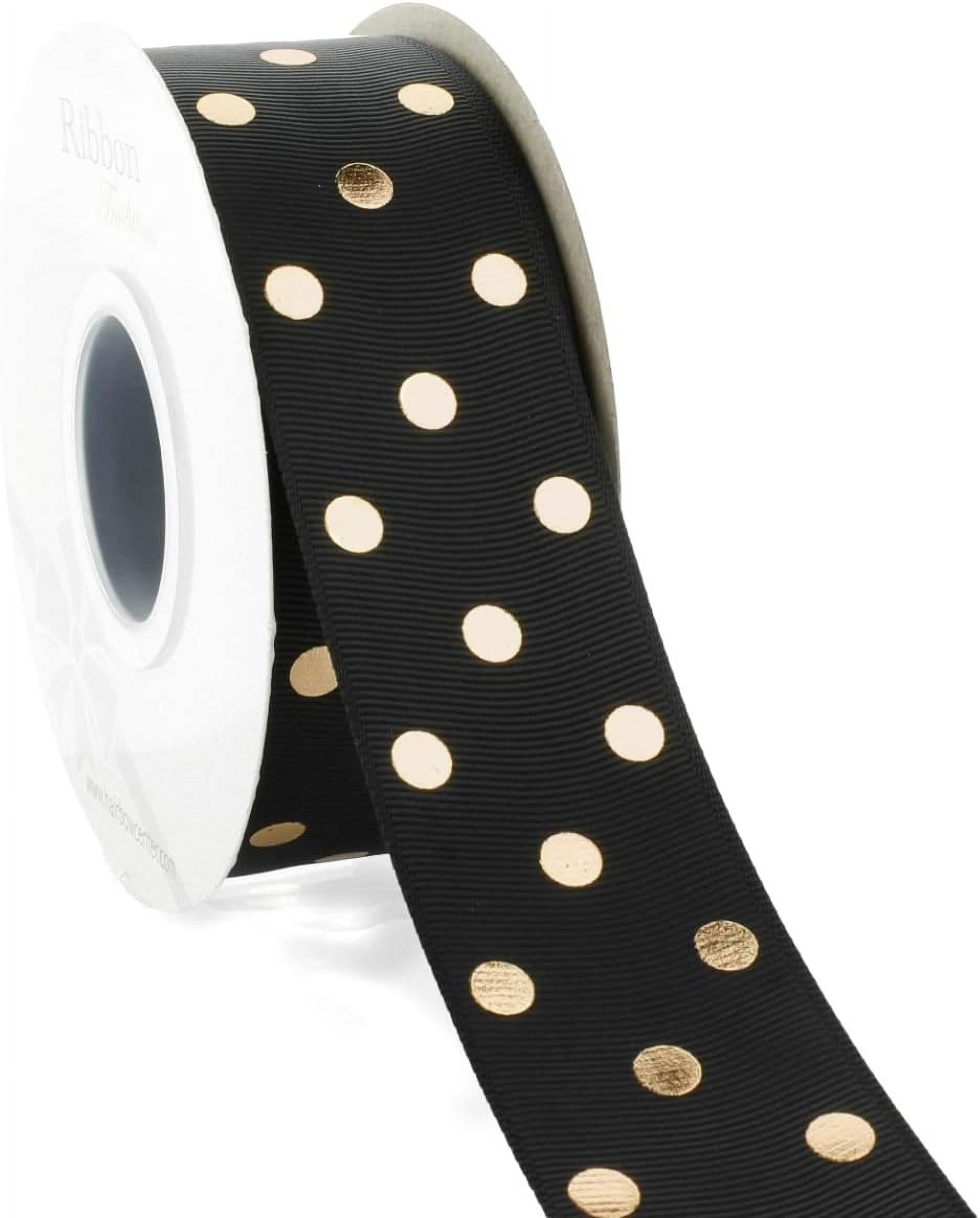 Black/Gold Dots Grosgrain Ribbon 100 Yards - Walmart.com