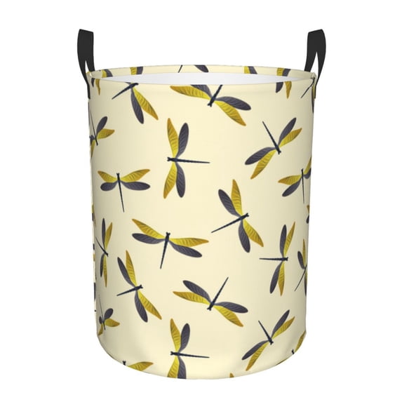 Black Gold Dragonfly Laundry Basket with Handles - Freestanding Laundry ...