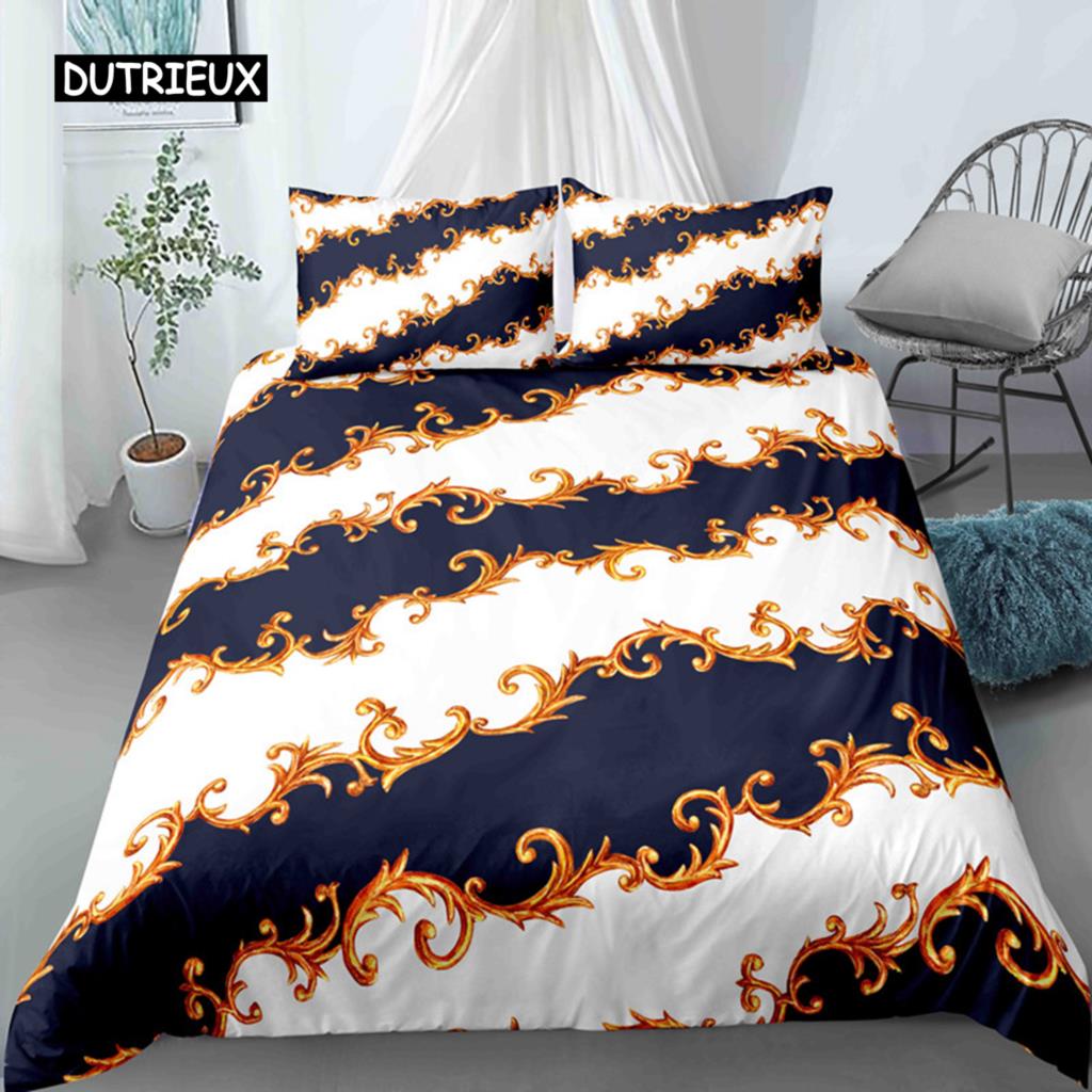 Black Gold Duvet Cover Set Luxury European Style Vintage Bedding King ...