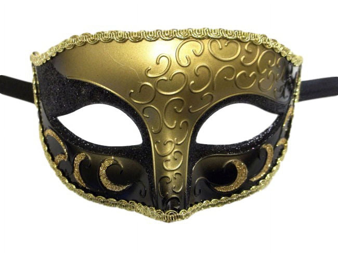 Black Gold Elegant Crescent Glitter Venetian Masquerade Mask - Walmart.com