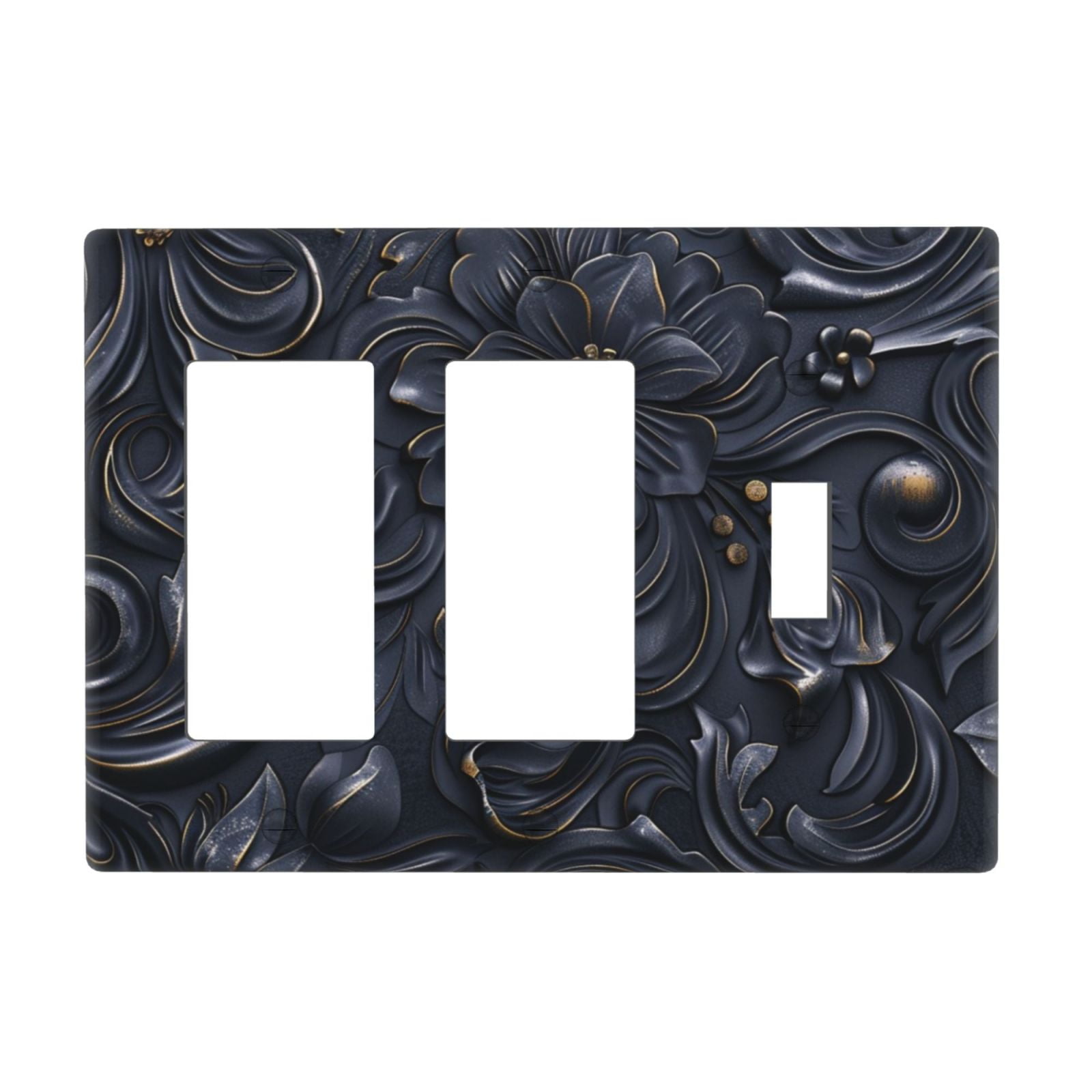 Black Gold Embossed 3 Gang Toggle Light Switch Cover Decorative Switch ...