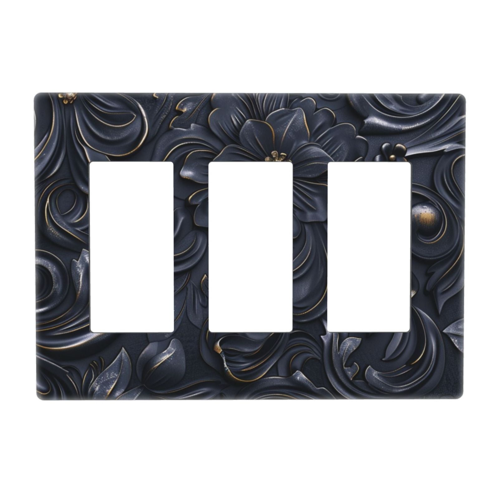Black Gold Embossed 3 Gang Toggle Light Switch Cover Decorative Switch ...
