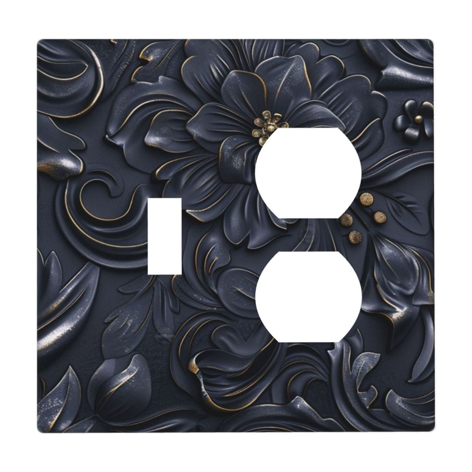 Black Gold Embossed Light Switch Cover Decorative Switch Plates and ...