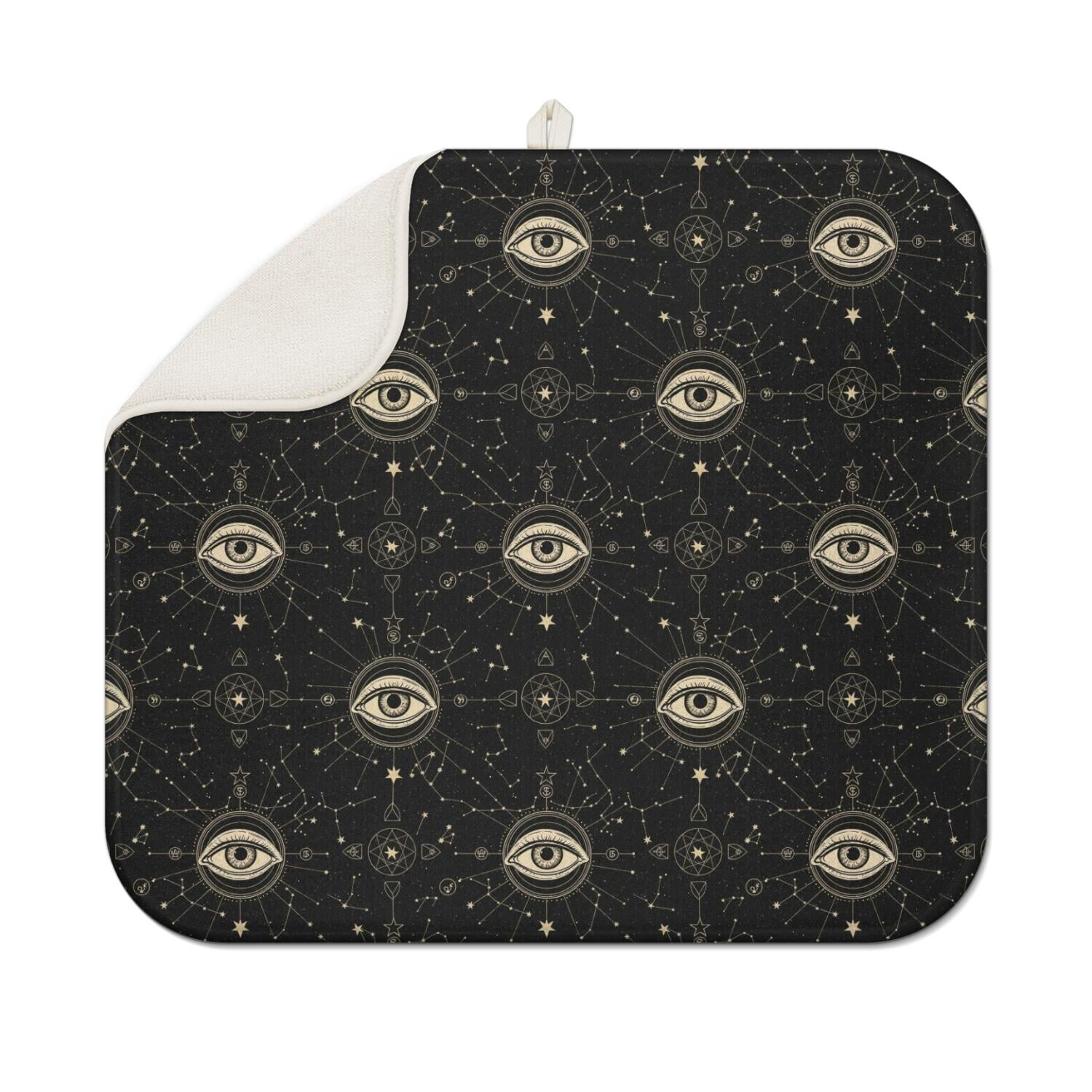 Black Gold Eye Star Constellation Pattern Dish Drying Mat for Kitchen 1 ...