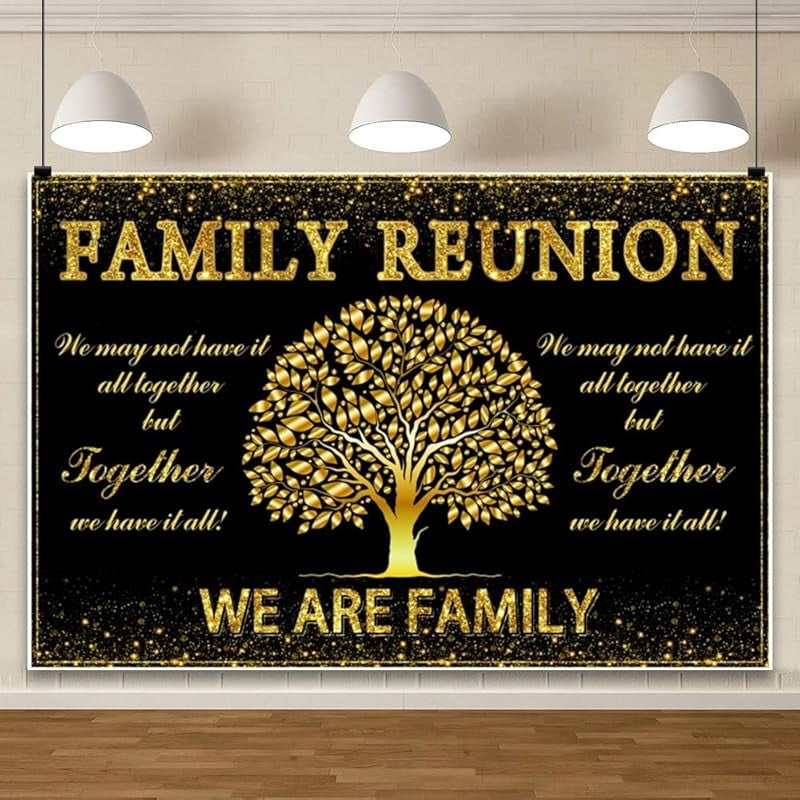 Black Gold Family Reunion Photography Backdrop Golden Family Tree We ...
