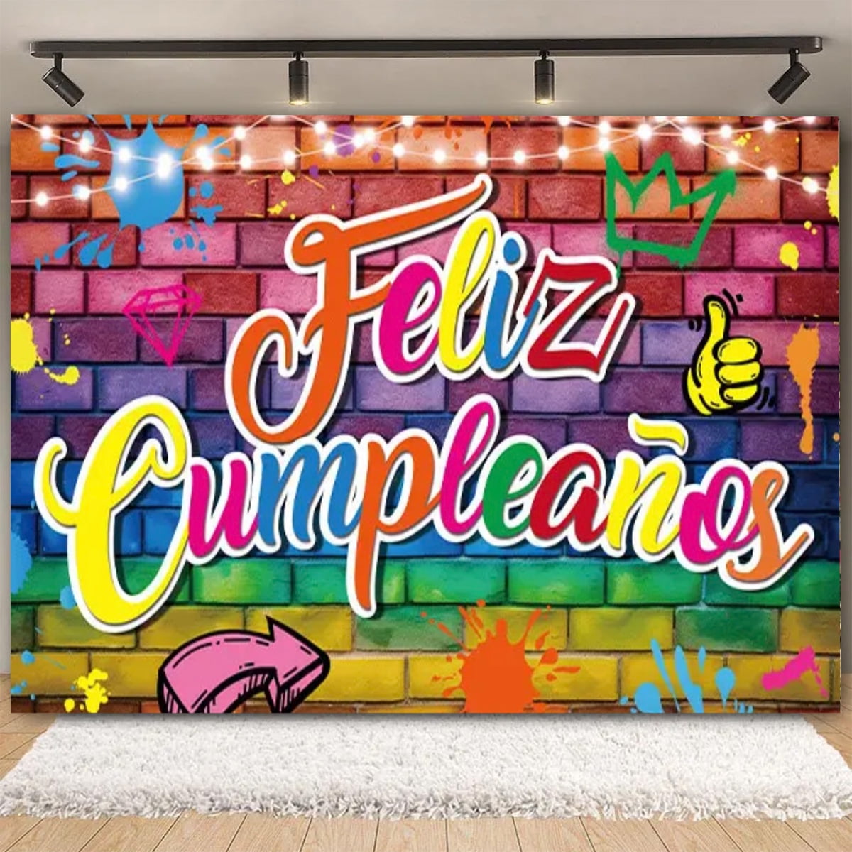 Black Gold Feliz cumpleaños Backdrops Birthday Gold Glitter Balloon ...