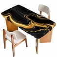 Black Gold Fitted Rectangle Tablecloth 32" x 72" Marble Luxury Abstract ...