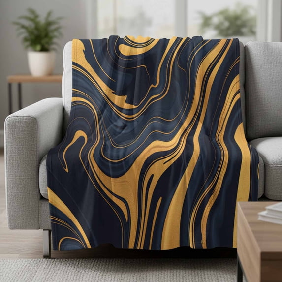Black Gold Fleece Throw Blanket Marble Textures Abstract Art Modern ...
