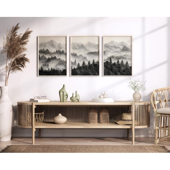 Black Gold Floral Abstract Wall Art Set 3 Stretched Canvas 8x12 ...