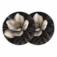 Black Gold Flower Round Placemats Set of 2, Braided Polypropylene Place ...