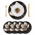 Black Gold Flower Round Placemats Set of 4, Braided Polypropylene Place ...