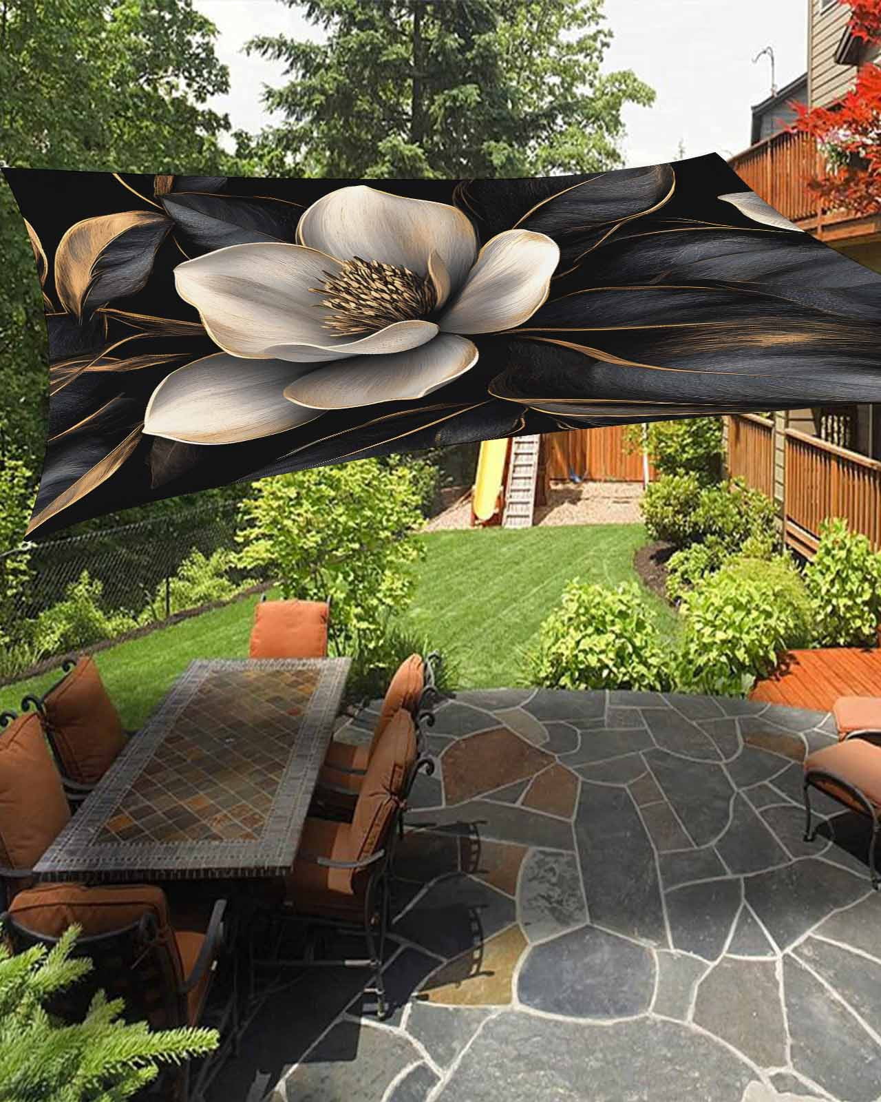 Black Gold Flower Sun Shade Sail 8'X10' Gradient Luxurious Floral ...