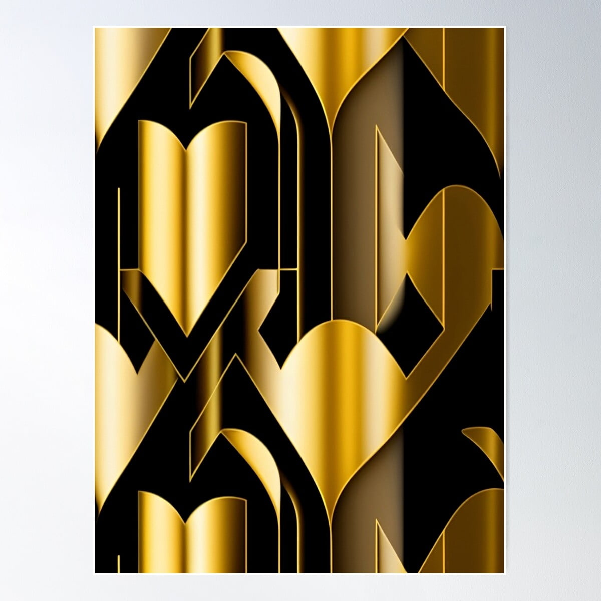 Black & Gold Gatsby Art Deco Inspired Patterns Poster Wall Art, Modern Wall Decor For Living ...
