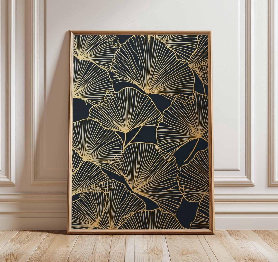 Black Gold Ginkgo Leaf Luxury Poster Unframed Paper Print - Walmart.com