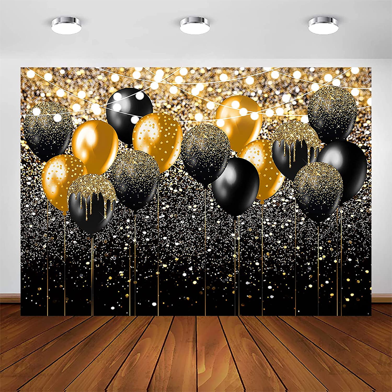 Black and Gold Glitter Backdrop for Birthday Wedding Prom Graduation ...