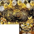 Black Gold Glitter Birthday Backdrop Black and Gold Ballon Photography ...