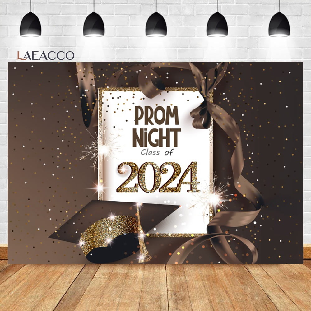 Black Gold Glitter Bokeh Balloon Graduation Party Background 2024 ...