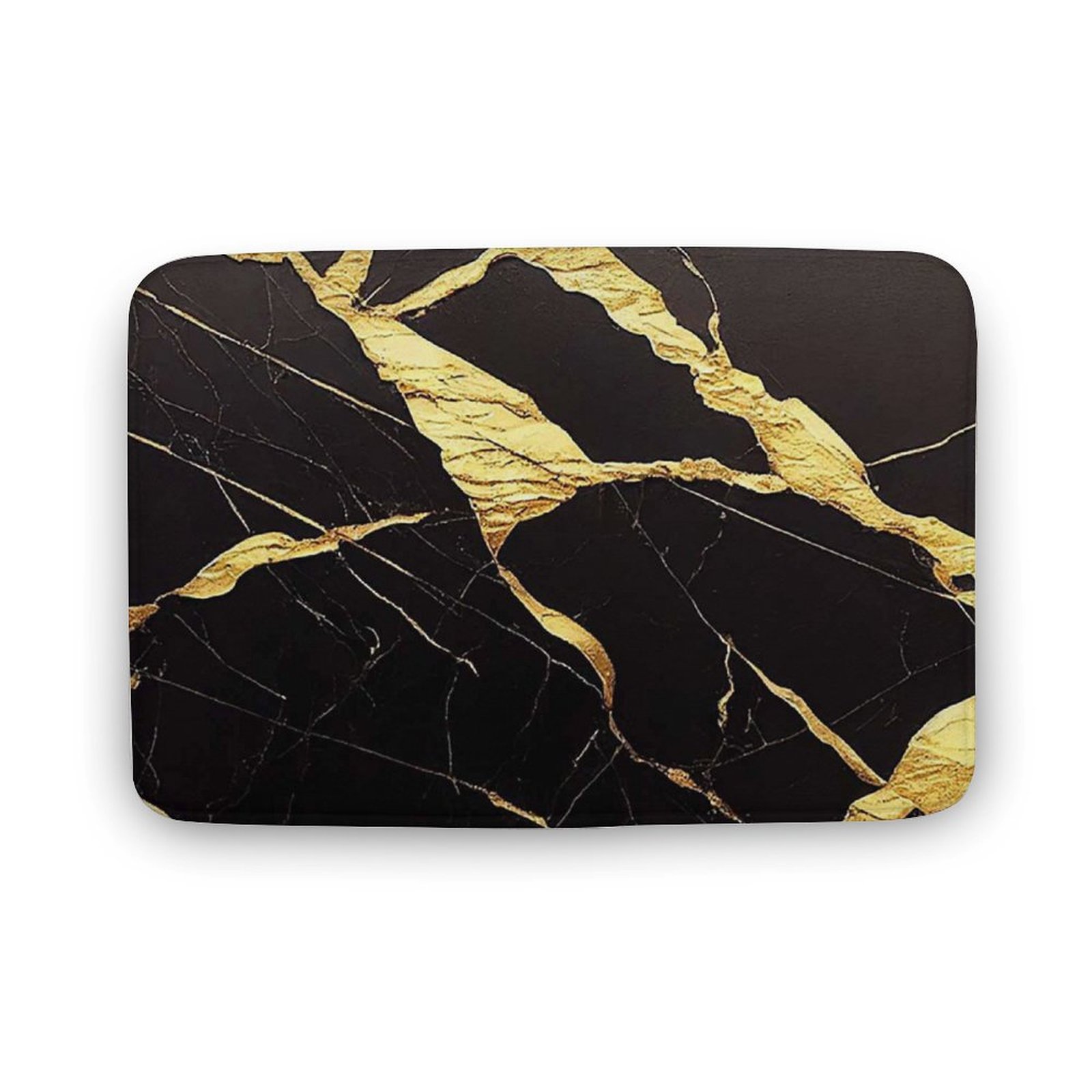 Black and Gold Gradient Marble Texture Bath Mat for Bathroom, Super ...