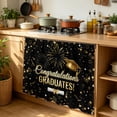 Black Gold Graduation Cap Cabinet Curtains 35" W x 35" L Graduates ...