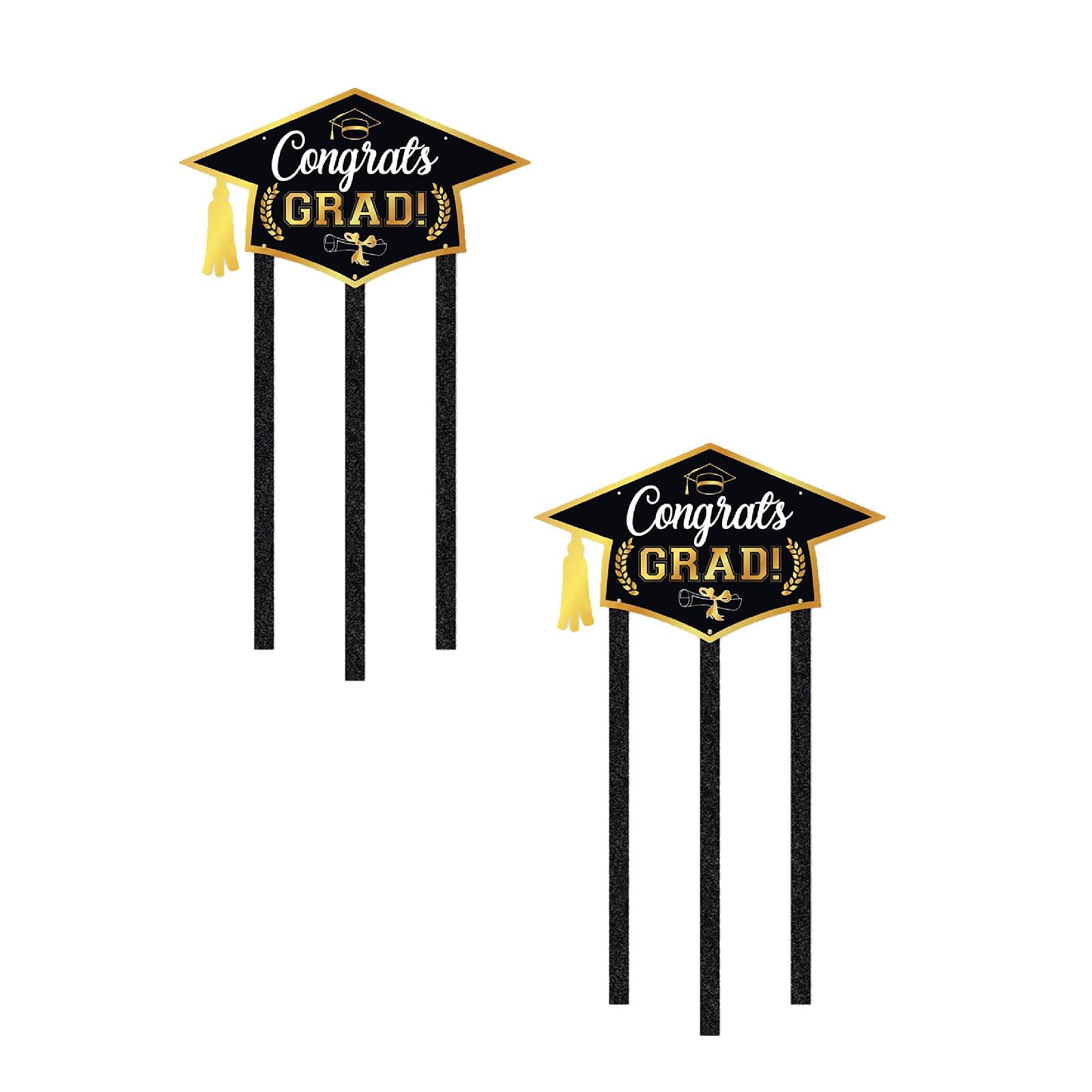 Black & Gold Graduation Cap Garland Graduation Photo Banner for Party ...