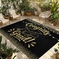 Black Gold Graduation Cap Outdoor Rug 6x9 ft Sequins Light Festive ...