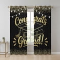 Black Gold Graduation Cap Sheer Curtains 84 Inch Long 2 Panels, Sequins ...