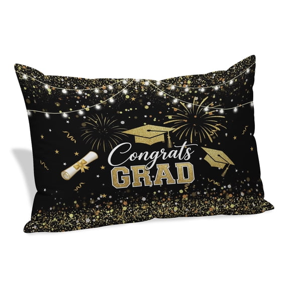 Black Gold Graduation Cap Throw Pillow Covers, Graduates Celebration ...