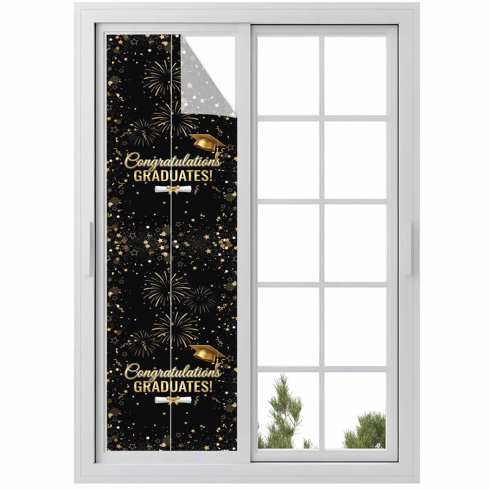 Black Gold Graduation Cap Window Privacy Film Graduates Celebration ...