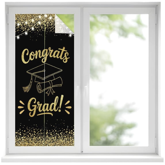 Black Gold Graduation Cap Window Privacy Film Sequins Light Festive ...
