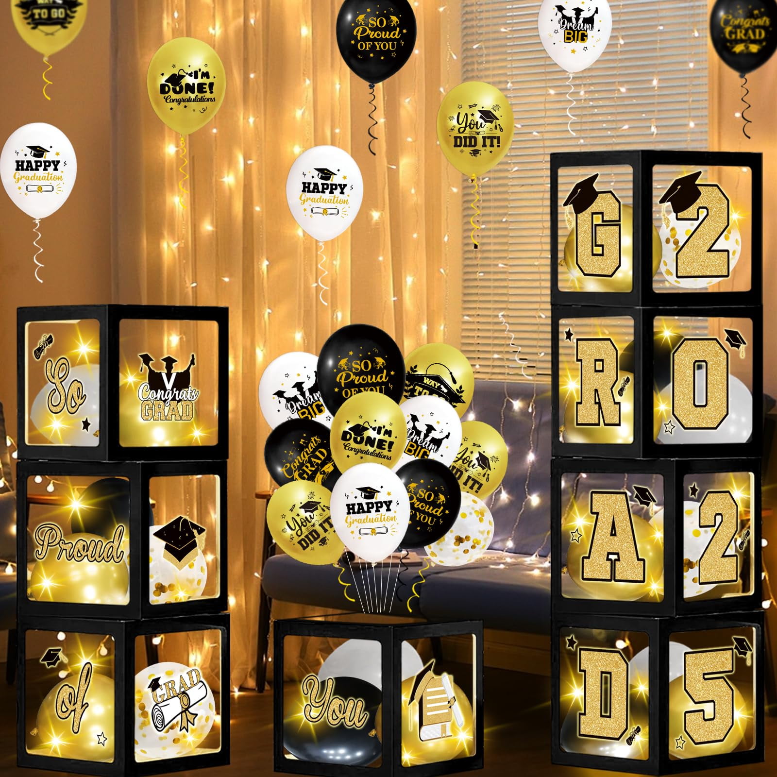 Black Gold Graduation Decorations KEF16 Class of 2025 Graduation ...