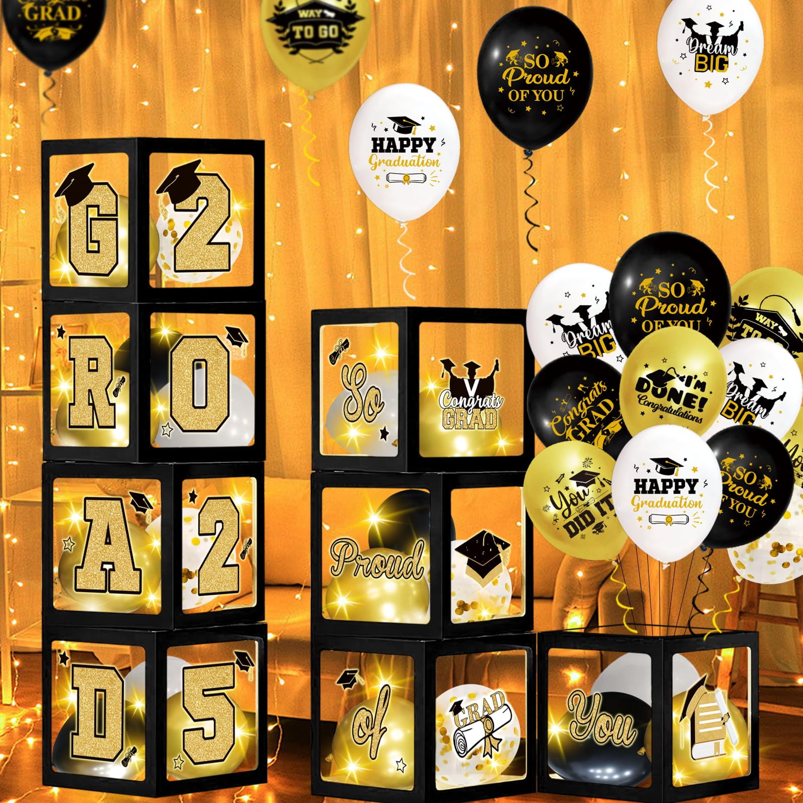 Black Gold Graduation Decorations STF9 Class of 2025 Graduation ...