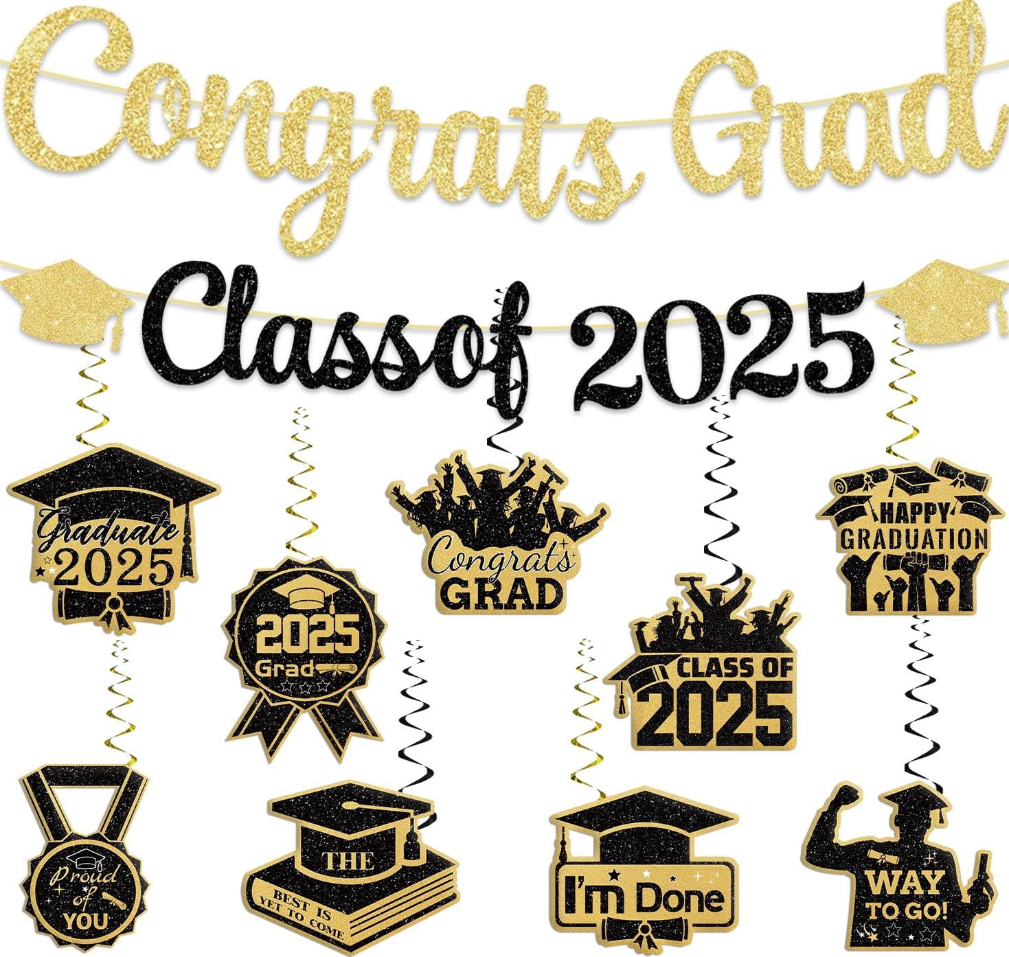Black and Gold Graduation MMF7 Decorations 2025, Need DIY 1Pc Congrats ...