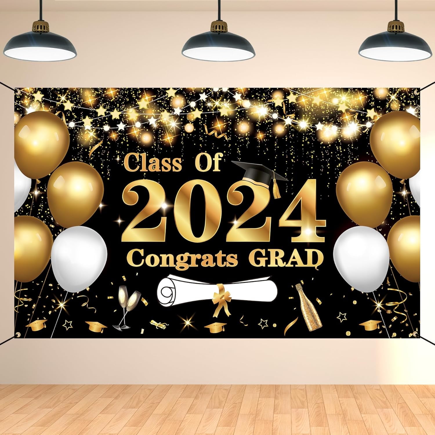 Black Gold Graduation Party Decorations, Class of 2024 Graduation ...