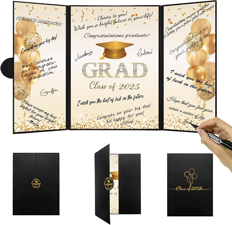 Black Gold Graduation Party Decorations, Class of 2025 Congratulations ...
