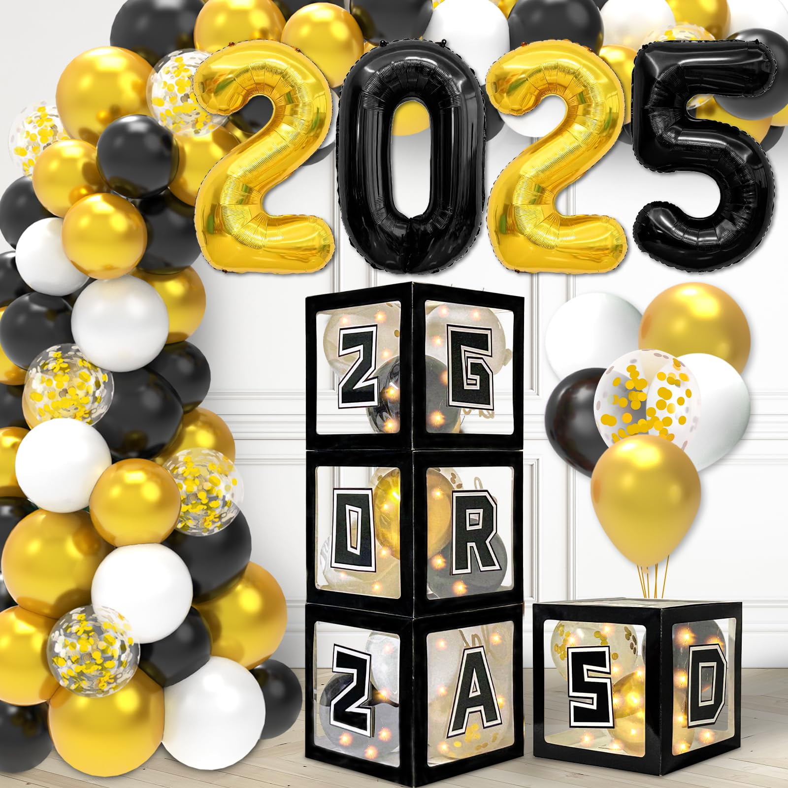 Black and Gold Graduation RRF12 Grad Boxes, Grad Boxes with Letters ...