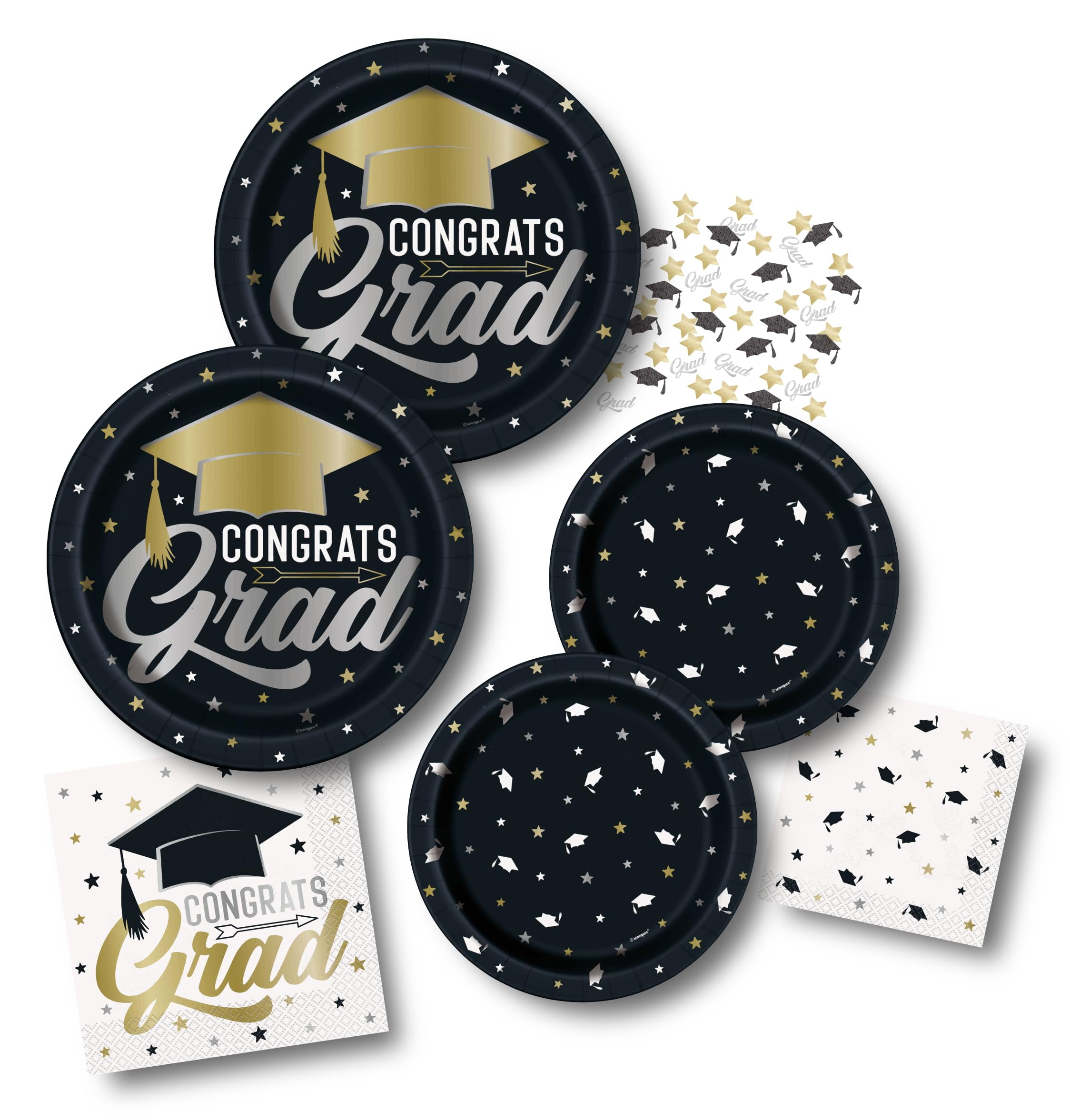 Black and Gold Graduation SSF20 Party Supplies, High School, College ...