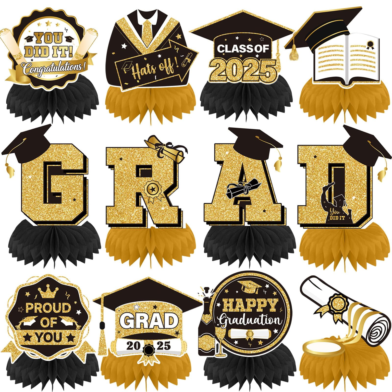 Black and Gold Graduation SSF20 Table Decorations 2025 Graduation ...