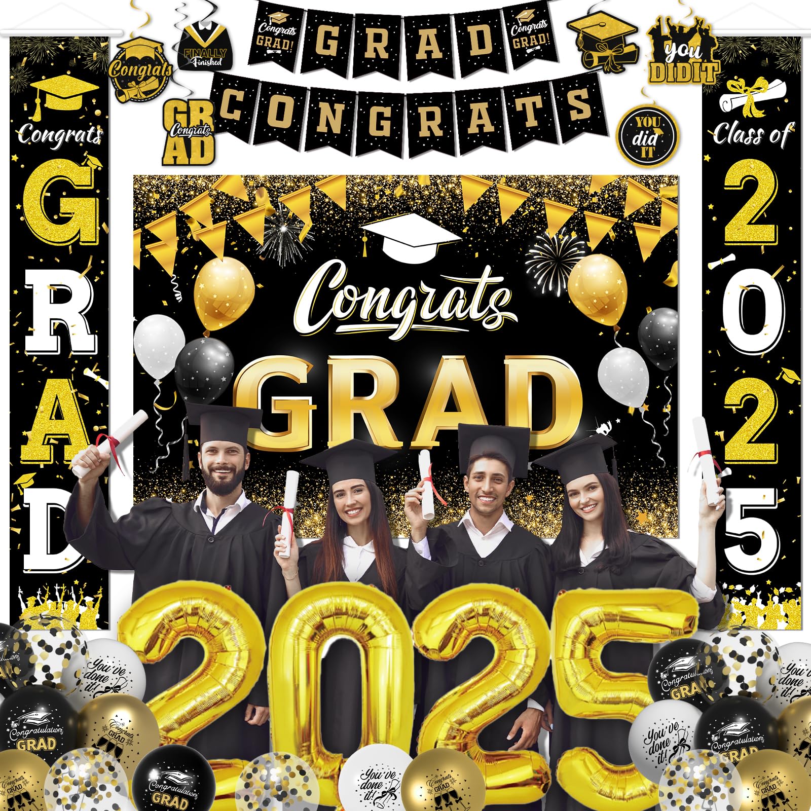 Black Gold GraduationTRDN Decorations Class of 2025 Graduation Party ...