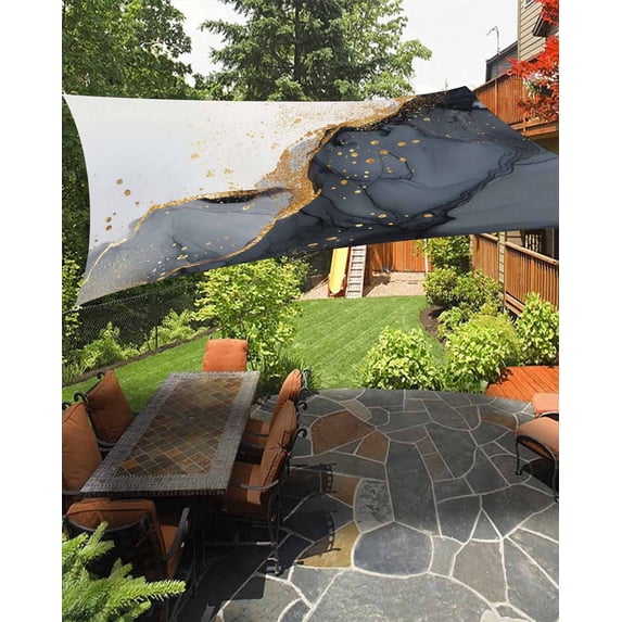 Black Gold Grey Marble Sun Shade Sail 12'X16' Texture Abstract Gradient ...