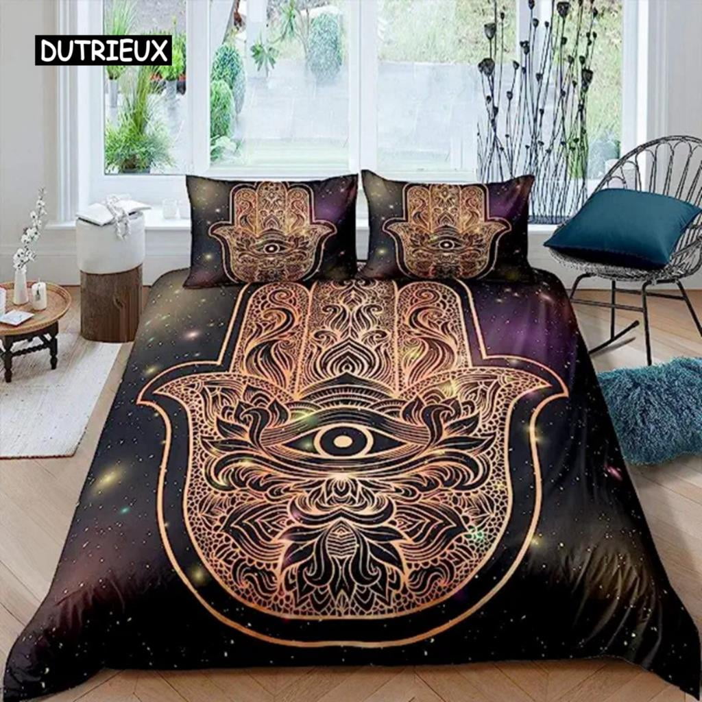 Black Gold Hamsa Hand Duvet Cover Set Luxury Gold Hand of Fatima ...