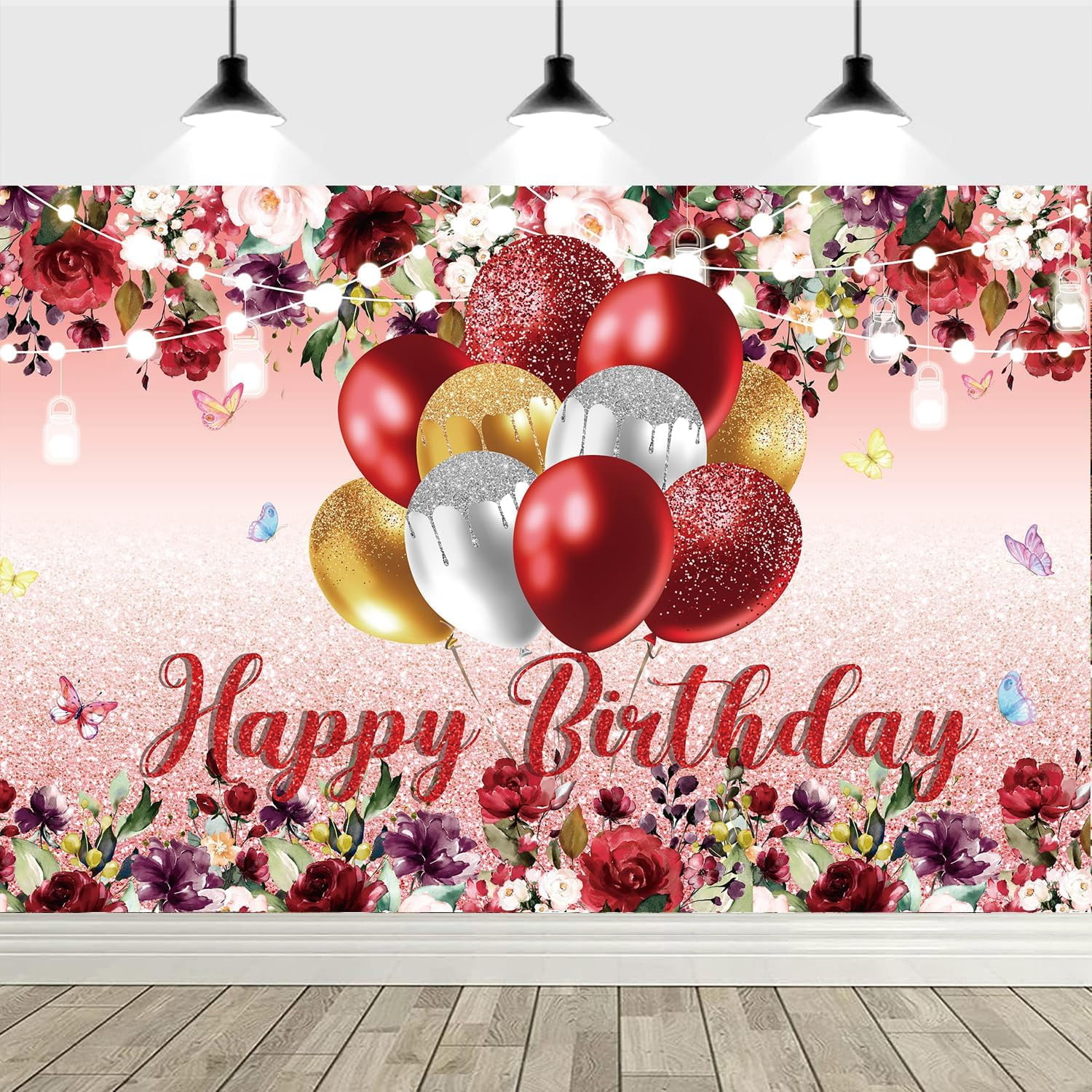 Black Gold Happy Birthday Banner Backdrop Large Happy Birthday Yard ...